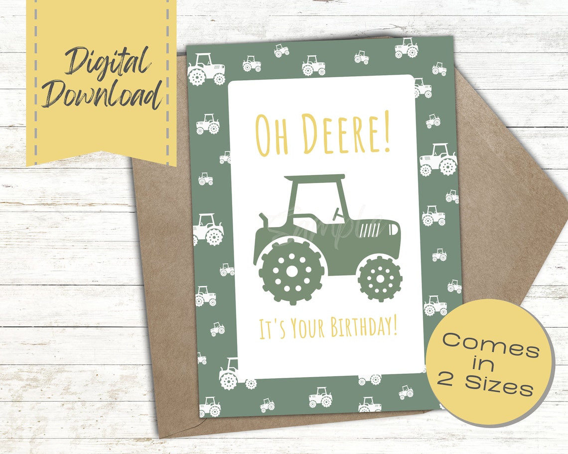 Printable Tractor Birthday Card Farm Birthday Card Farmer Birthday Card ...