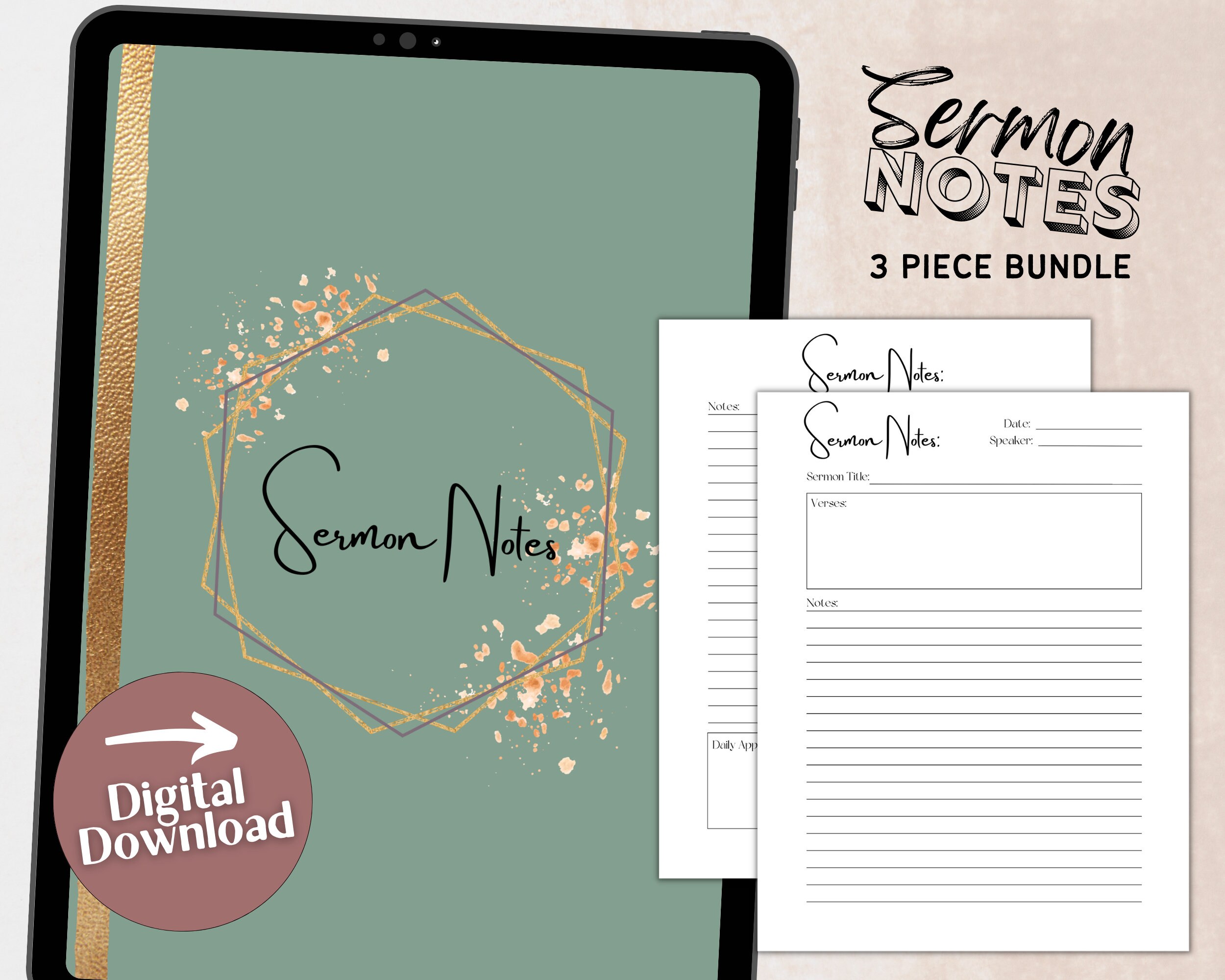 Sermon Church Notes Printable Digital Download Bible Study Notes Church ...