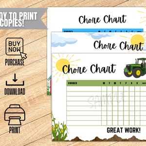 Farm Chore Chart Bundle | Printable Digital Download Toddler Worksheets ...
