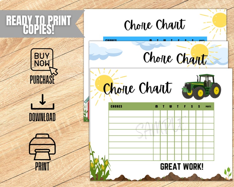 Farm Chore Chart Bundle | Printable Digital Download Toddler Worksheets ...