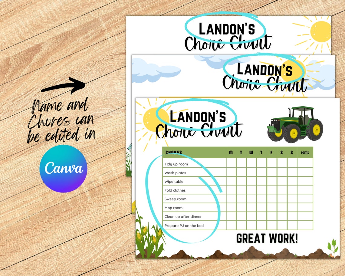 Farm Chore Chart Bundle | Printable Digital Download Toddler Worksheets ...