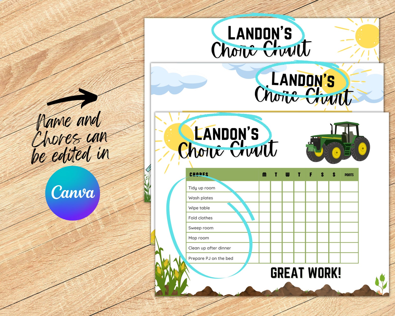 Farm Chore Chart Bundle Printable Digital Download Toddler Worksheets ...