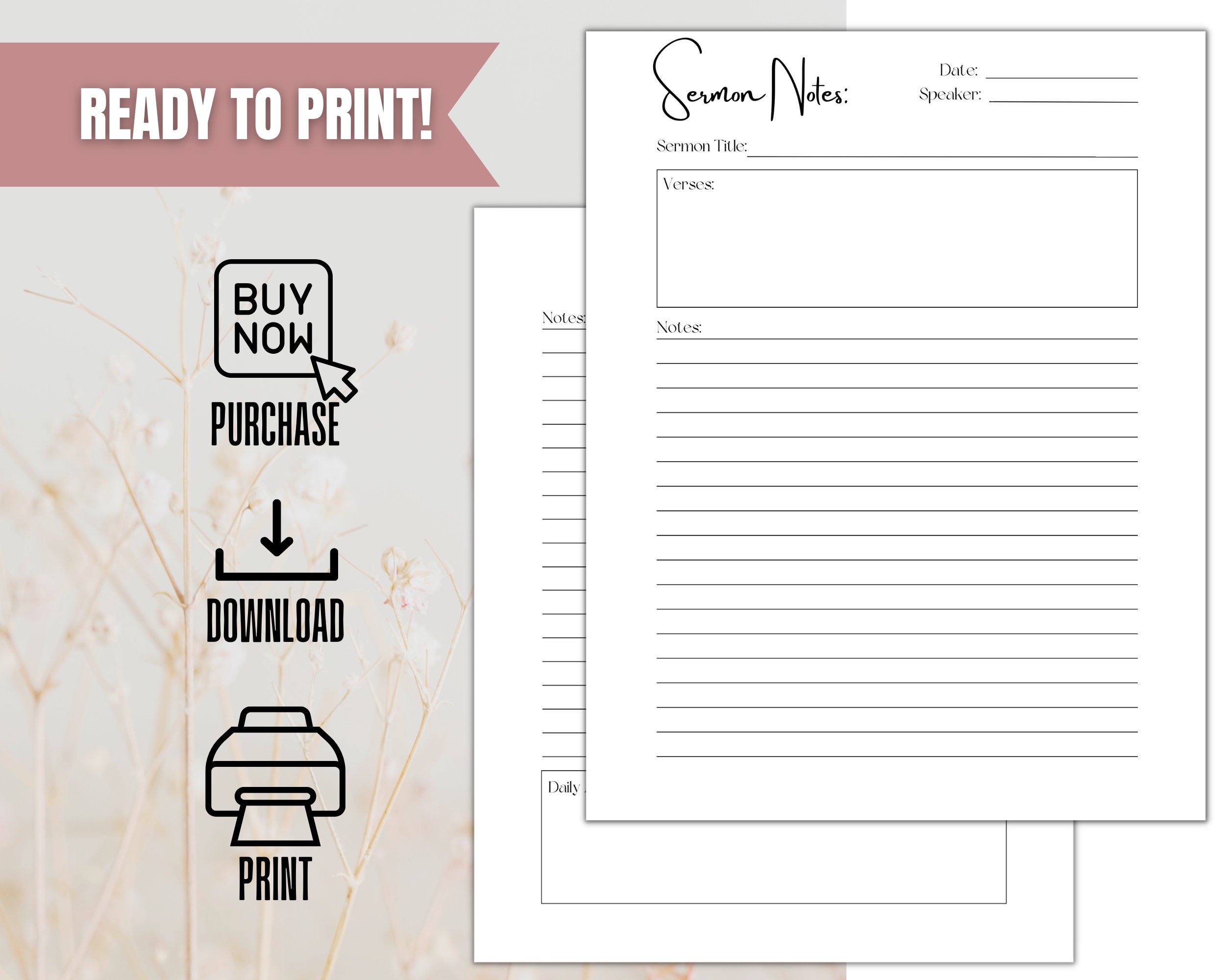 Sermon Church Notes Printable | Digital Download | Bible Study Notes ...
