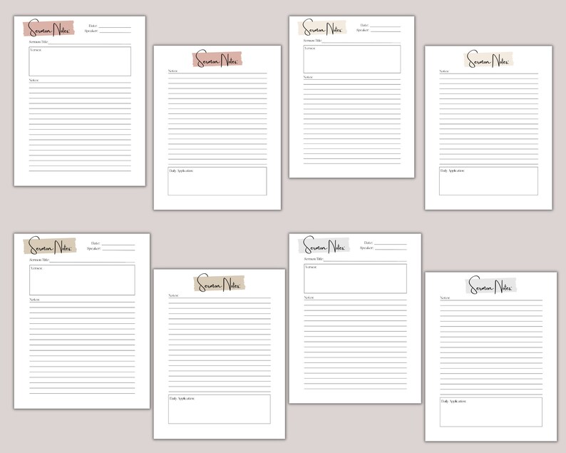 Sermon Church Notes Printable | Digital Download | Bible Study Notes ...