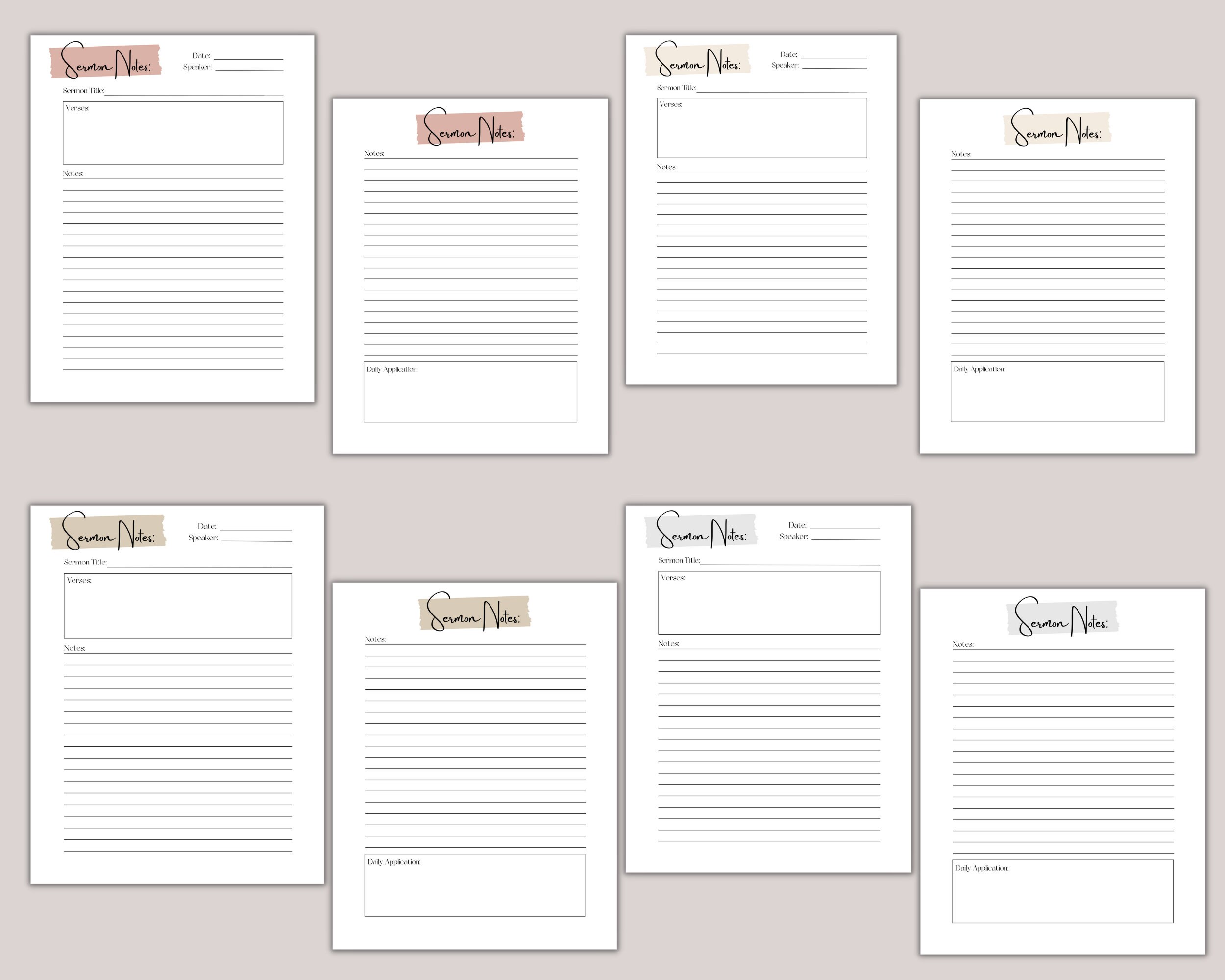 Sermon Church Notes Printable | Digital Download | Bible Study Notes ...