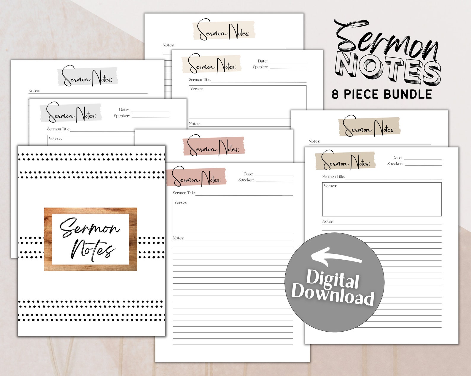 Sermon Church Notes Printable | Digital Download | Bible Study Notes ...