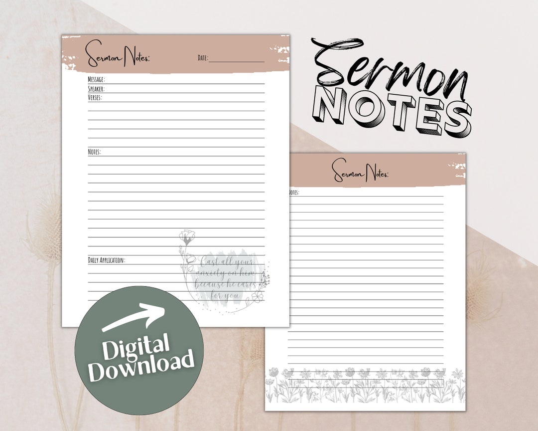Sermon Church Notes Printable | Bible Study Notes | Church Printable ...