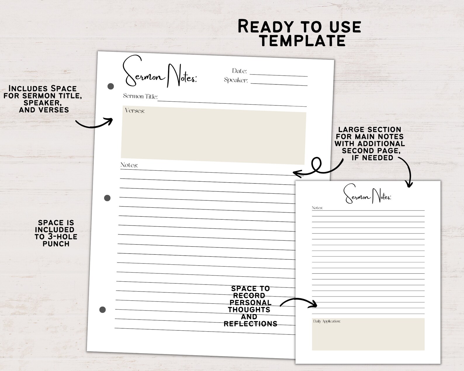 Sermon Church Notes Printable, Digital Download, Bible Study Notes ...