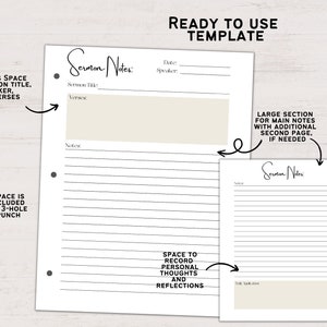 Sermon Church Notes Printable, Digital Download, Bible Study Notes ...