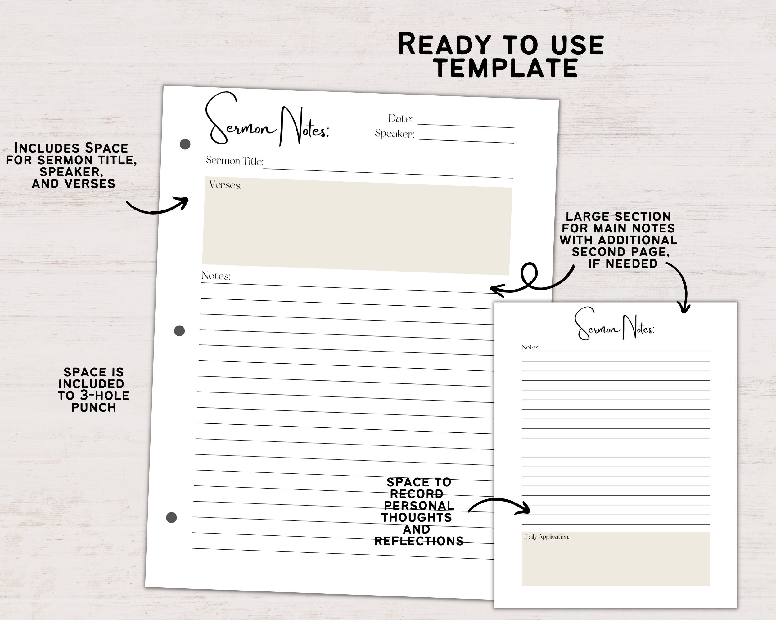 Sermon Church Notes Printable, Digital Download, Bible Study Notes ...