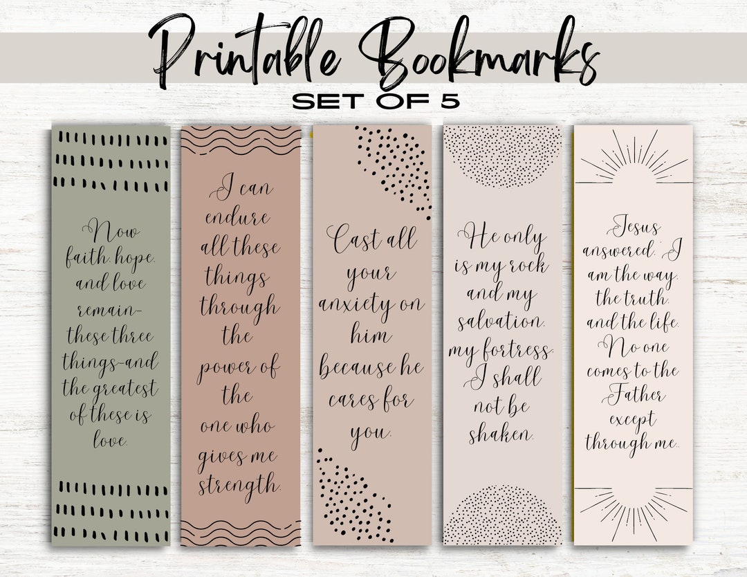 Printable Bible Verse Bookmarks | Scripture Bookmark Set | Book Lover ...