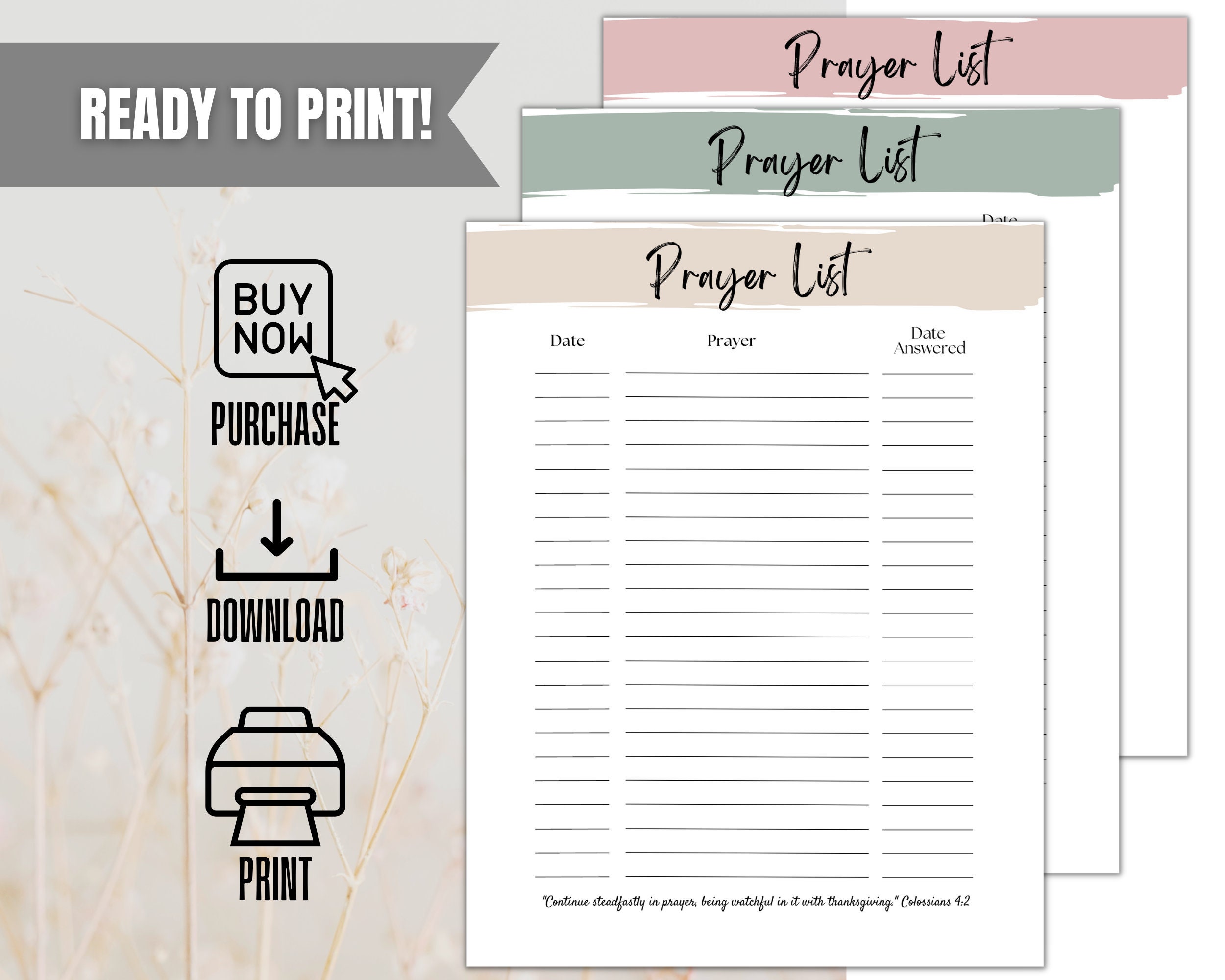 Prayer List Digital Printable Goodnotes Prayer Journal PDF Prayer ...