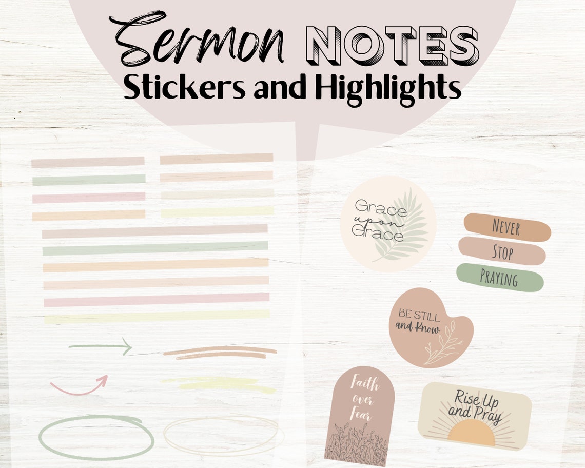 Goodnotes Sermon Church Notes Stickers and Highlights | Digital Bible ...