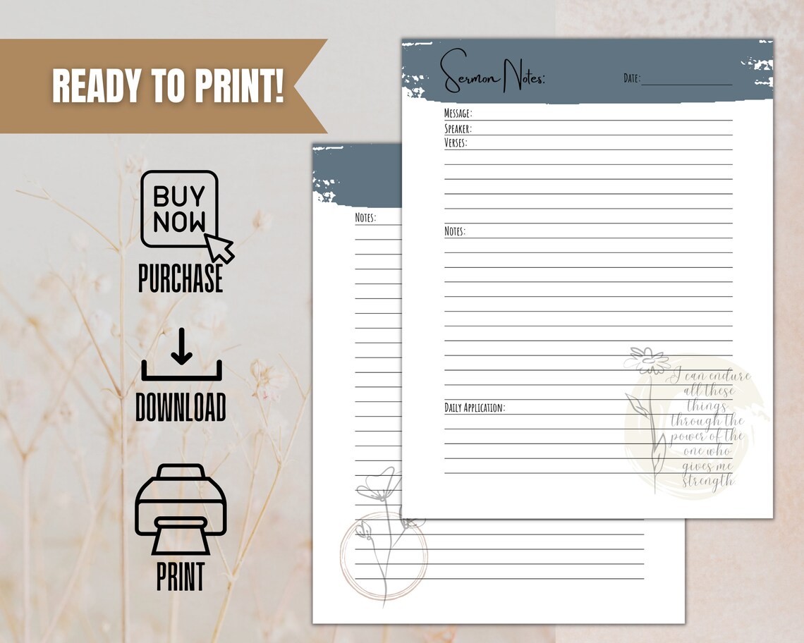 Sermon Church Notes Printable | Bible Study Notes | Church Printable ...