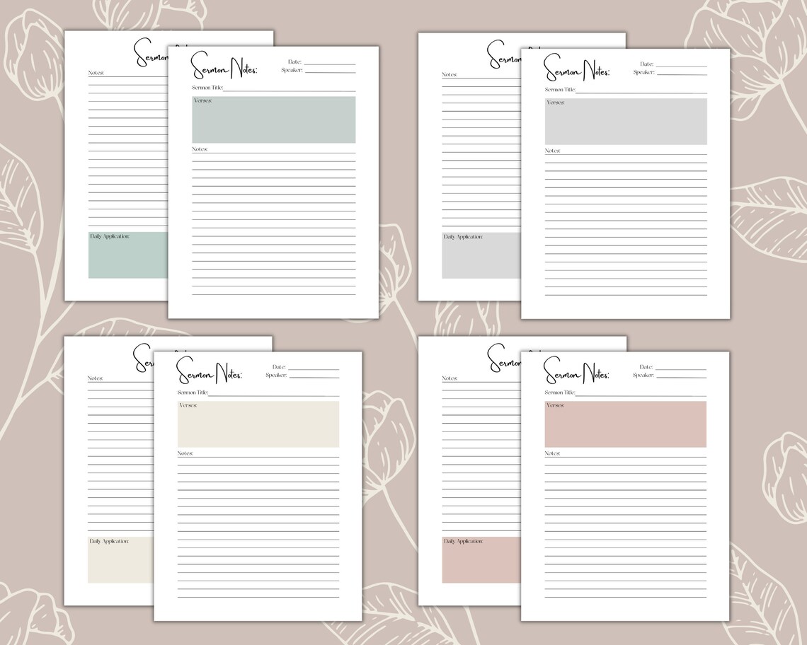 Sermon Church Notes Printable | Digital Download | Bible Study Notes ...