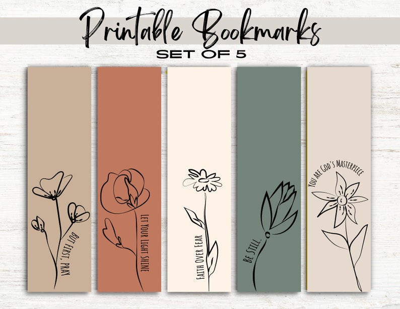 Floral Christian Bookmarks Set: Prayer Journal, Bible Study (digital ...