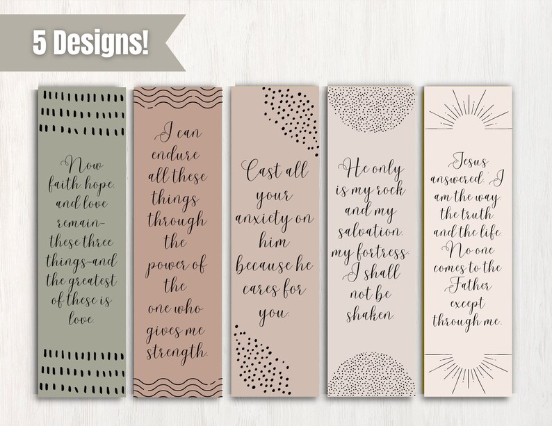 Printable Bible Verse Bookmarks Scripture Bookmark Set Book Lover Gift ...