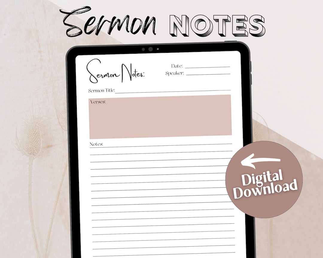 Goodnotes Sermon Church Notes | Digital Download | Bible Study Notes ...