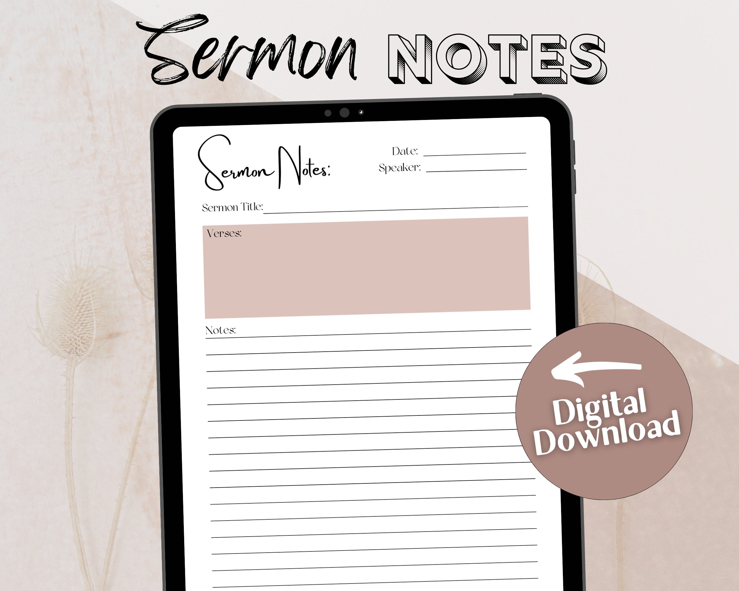Goodnotes Sermon Church Notes | Digital Download | Bible Study Notes ...
