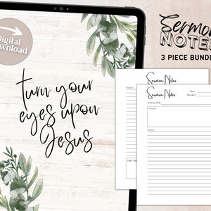 Sermon Church Notes Printable | Digital Download | Bible Study Notes ...
