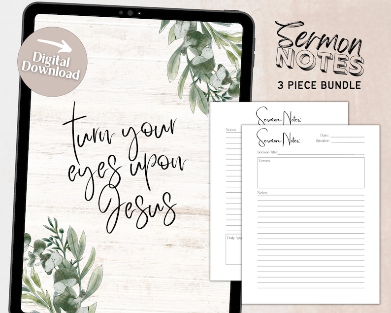 Sermon Church Notes Printable | Digital Download | Bible Study Notes ...