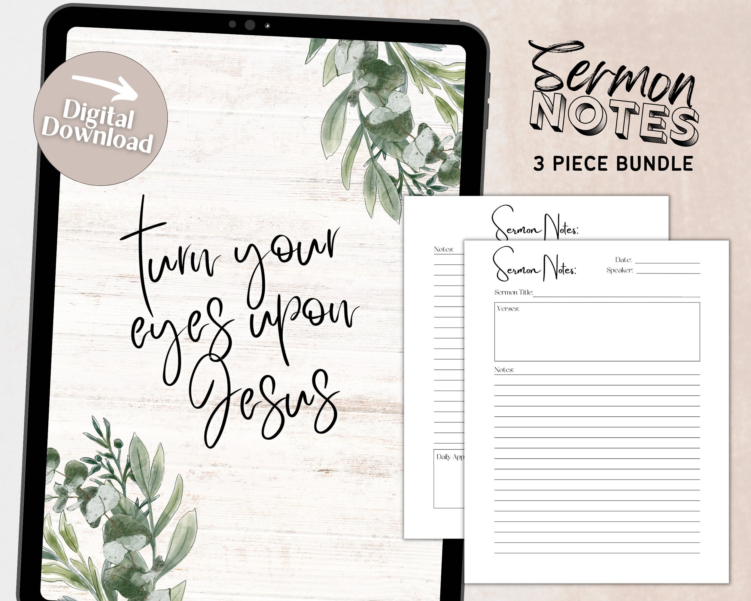 Sermon Church Notes Printable | Digital Download | Bible Study Notes ...