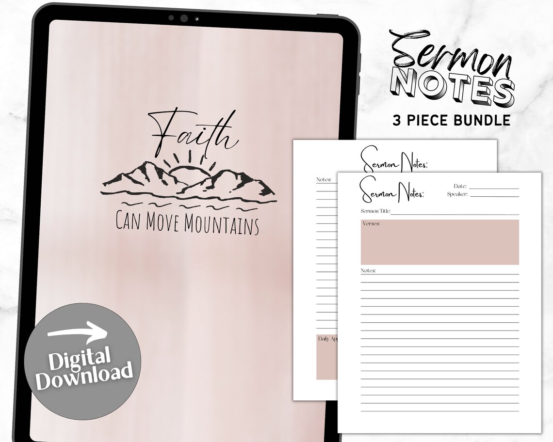 Sermon Church Notes Printable | Digital Download | Bible Study Notes ...