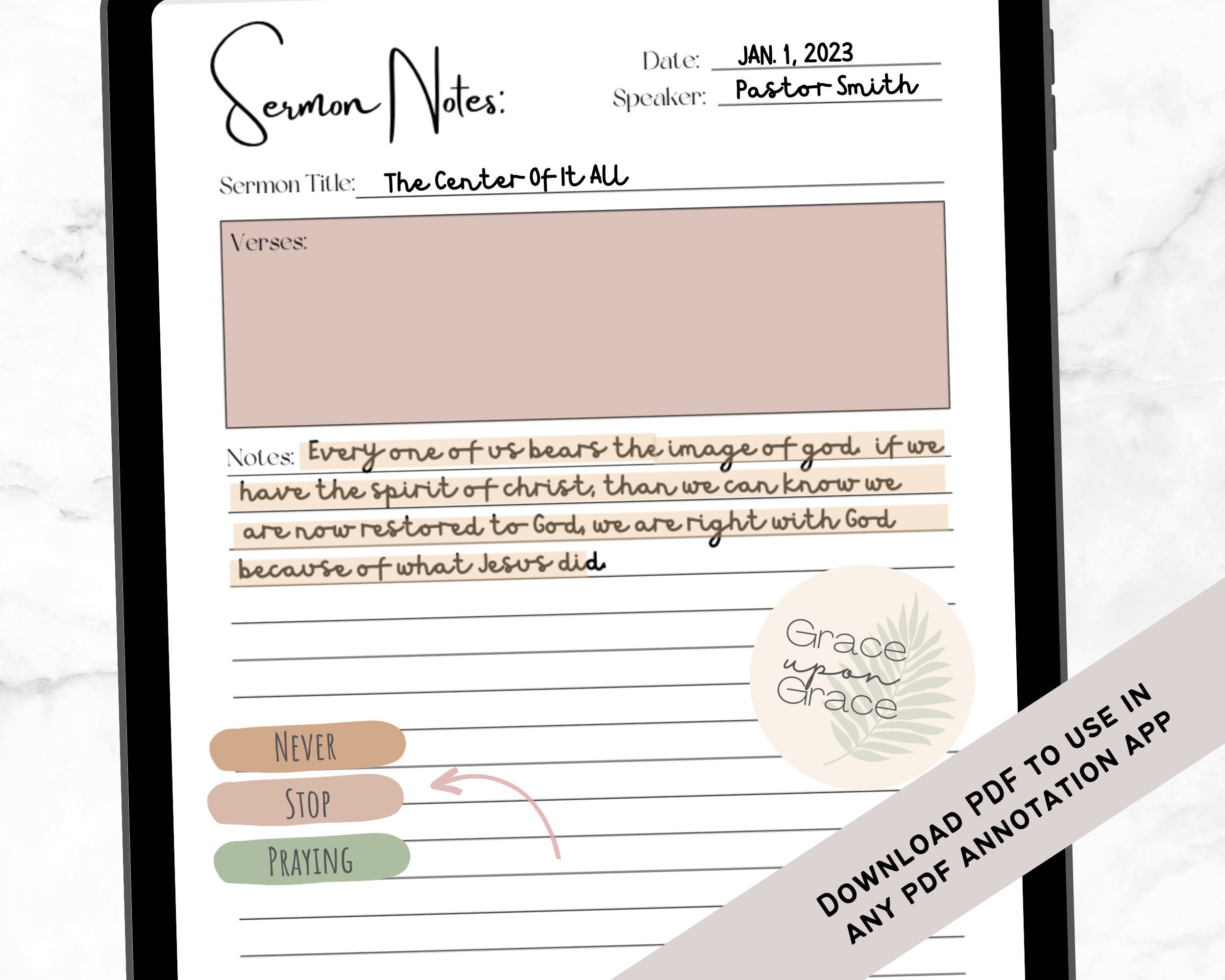 Goodnotes Sermon Church Notes Stickers and Highlights | Digital Bible ...