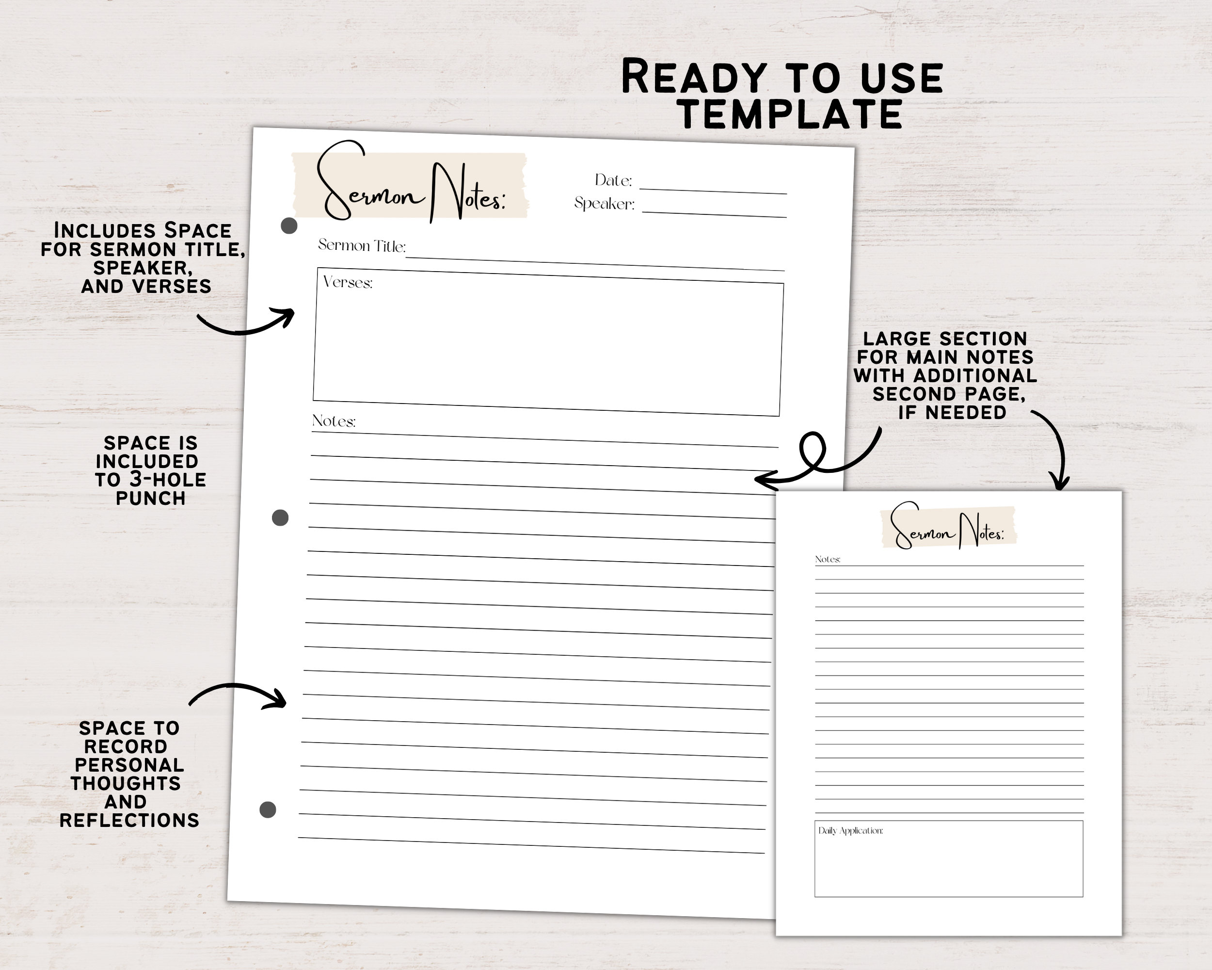 Sermon Church Notes Printable | Digital Download | Bible Study Notes ...