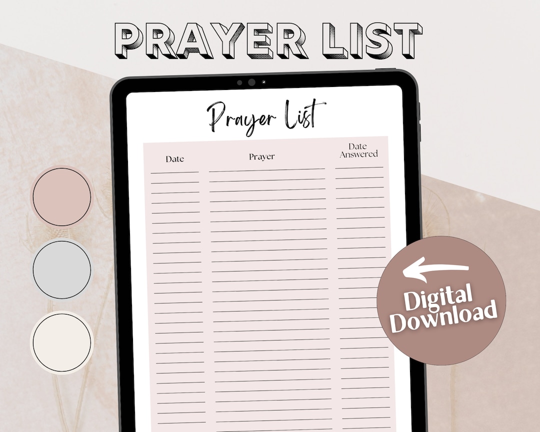 Prayer List Digital Printable | Goodnotes Prayer List | Goodnotes ...