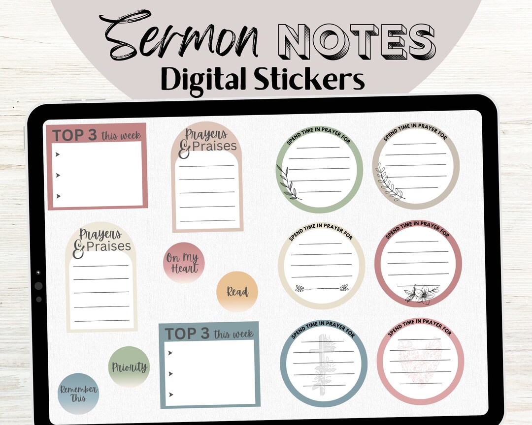 Goodnotes Sermon Church Notes Stickers | Digital Bible Stickers ...