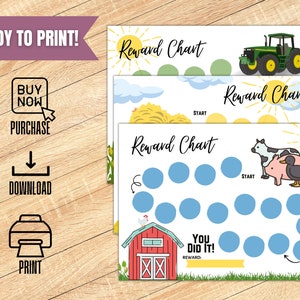 Farm Reward Chart Bundle, Printable Digital Download Toddler Worksheets ...