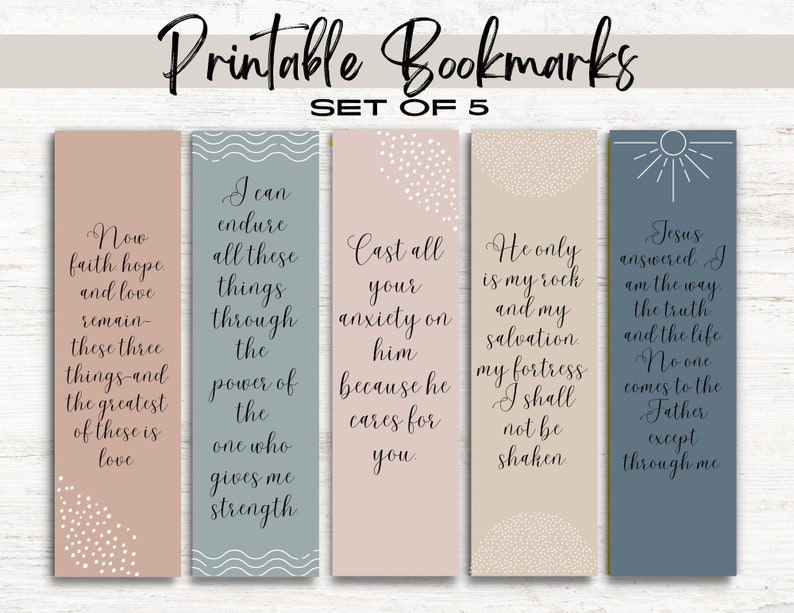 Printable Bible Verse Bookmarks | Scripture Bookmark Set | Book Lover ...