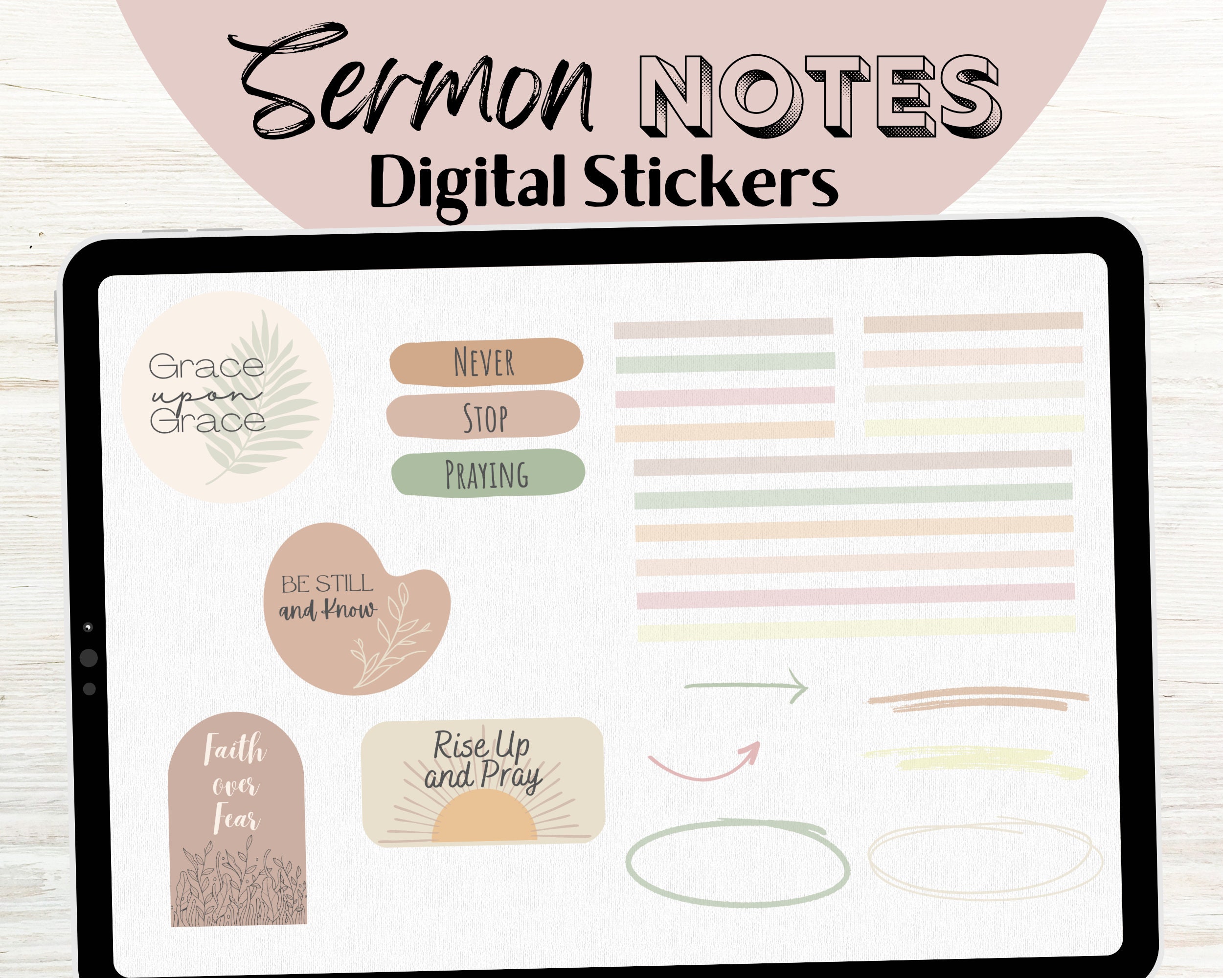 Goodnotes Sermon Church Notes Stickers and Highlights | Digital Bible ...