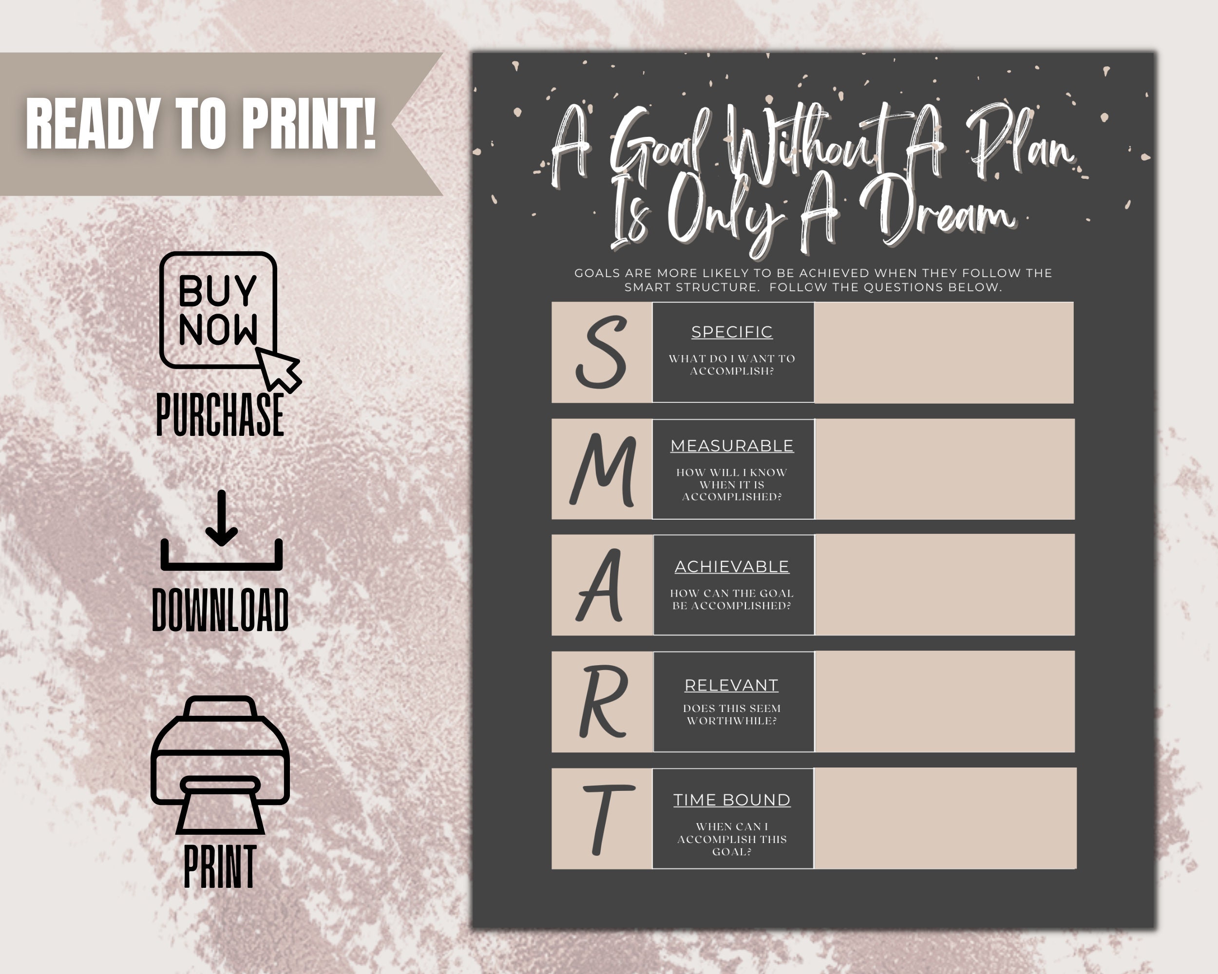 2023 Goal Planner Printable Goal Template S.M.A.R.T. Goal - Etsy