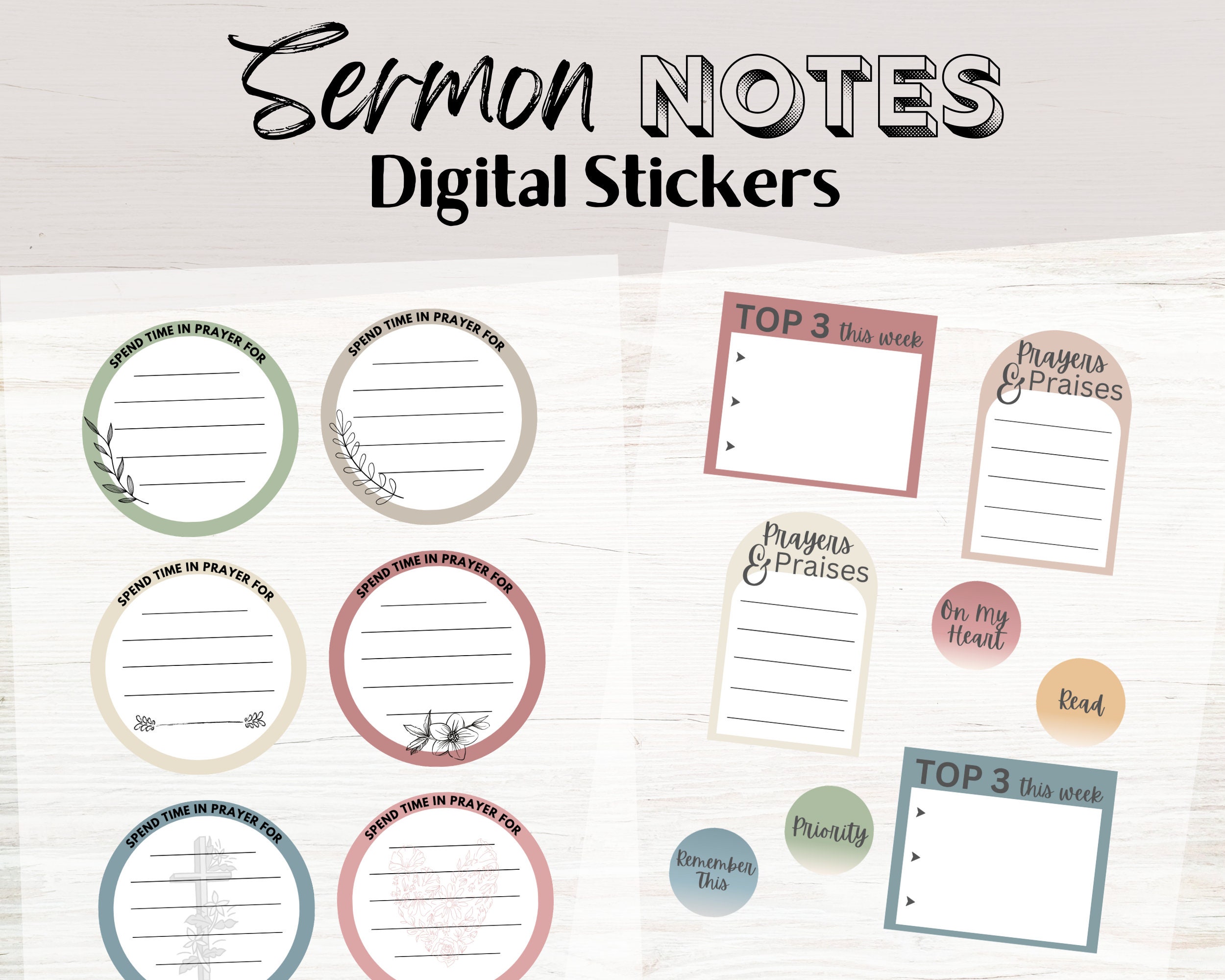 Goodnotes Sermon Church Notes Stickers | Digital Bible Stickers ...