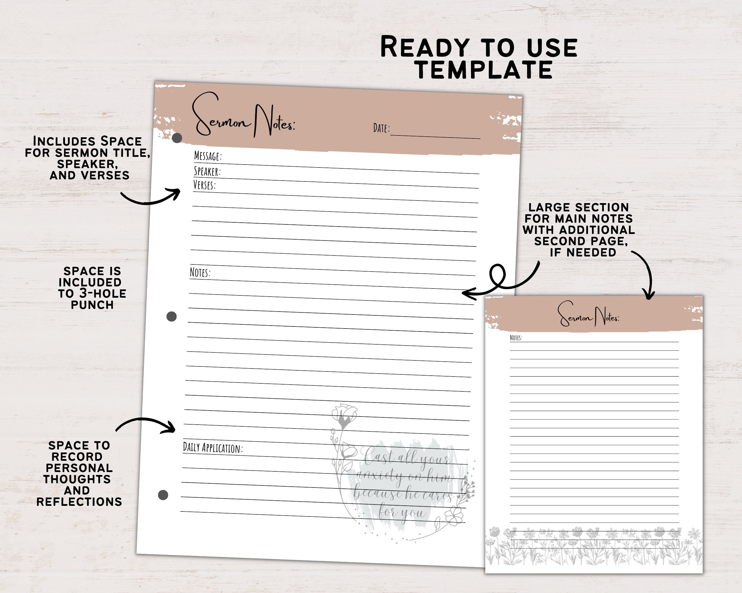 Sermon Church Notes Printable | Bible Study Notes | Church Printable ...