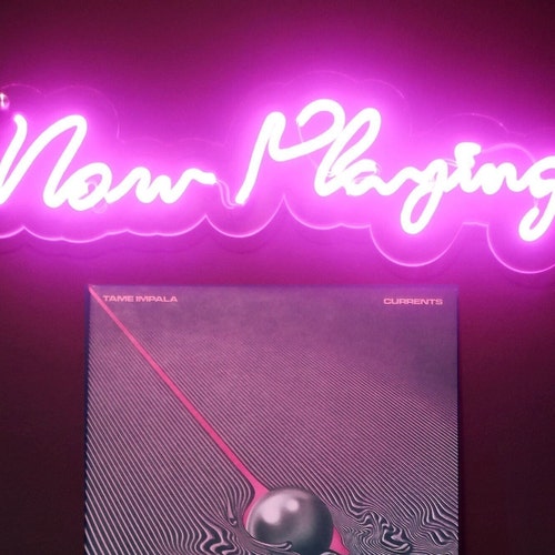 Now Playing Record Display Stand and Neon Light Light-up - Etsy