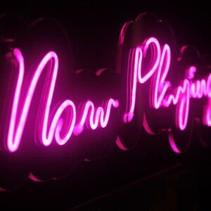 Now Playing Record Display Stand and Neon Light Light-up Custom Color ...