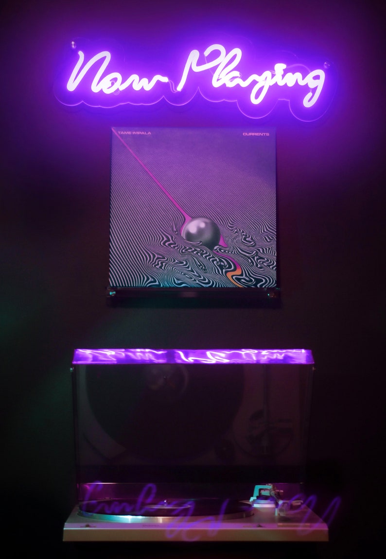Now Playing Record Display Stand and Neon Light Light-up - Etsy