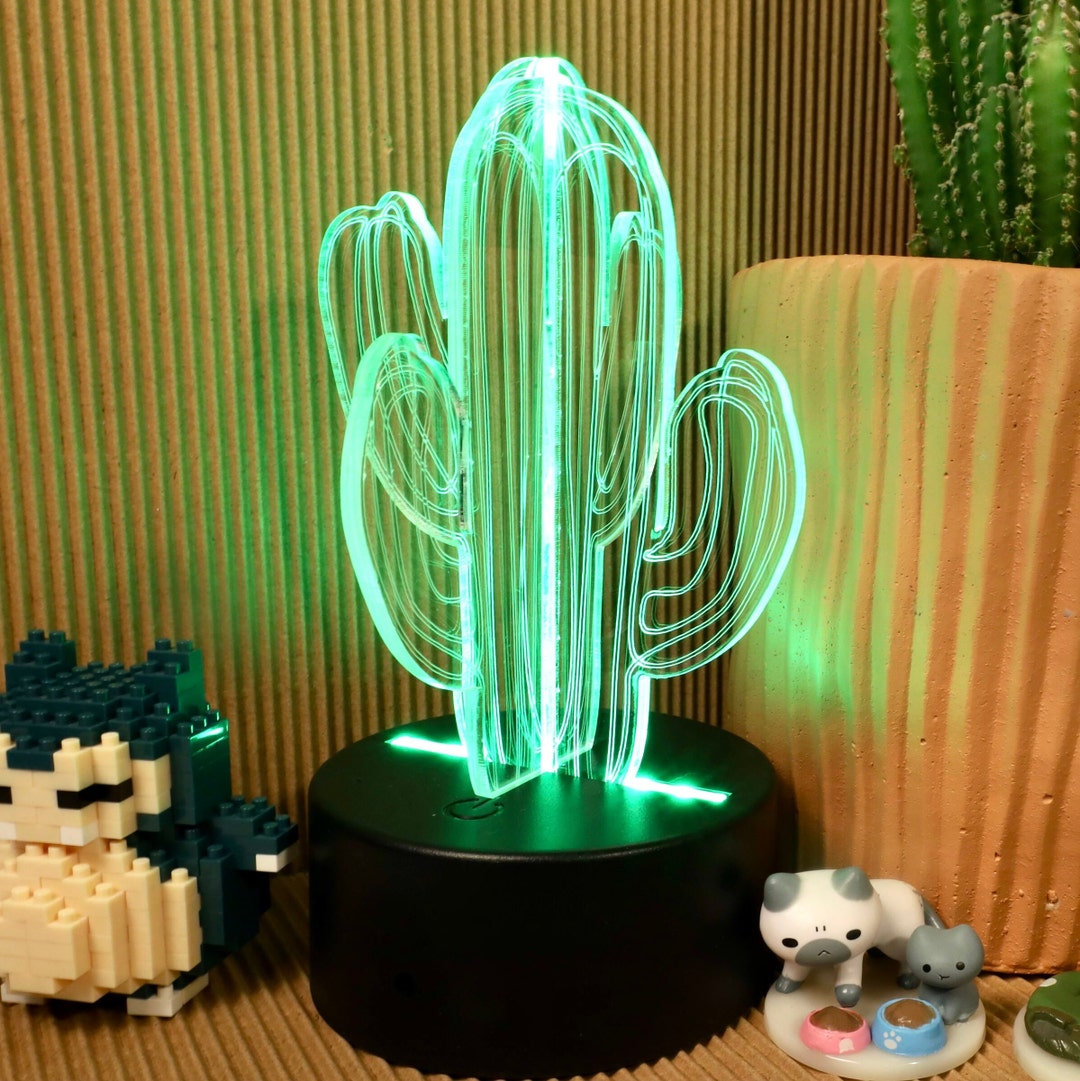 Cactus Lamp | Cactus Neon Light | 3D Cactus Light | Game Room Decor ...