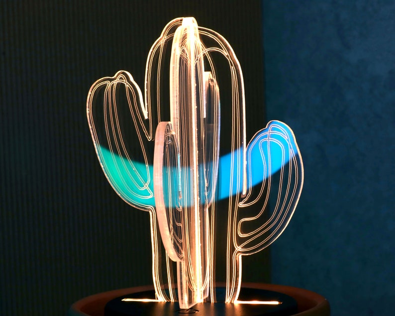 Cactus Lamp Cactus Neon Light 3D Cactus Light Game Room - Etsy