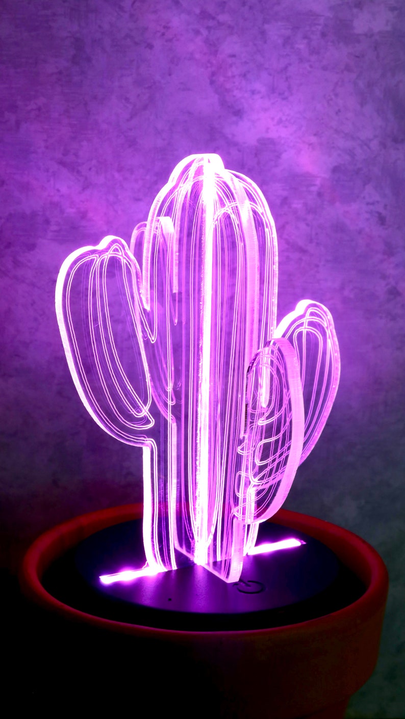 Cactus Lamp Cactus Neon Light 3D Cactus Light Game Room - Etsy
