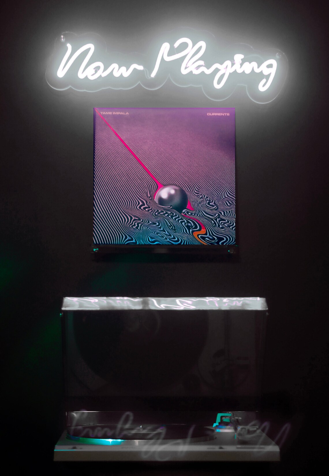 Now Playing Record Display Stand and Neon Light Light-up - Etsy