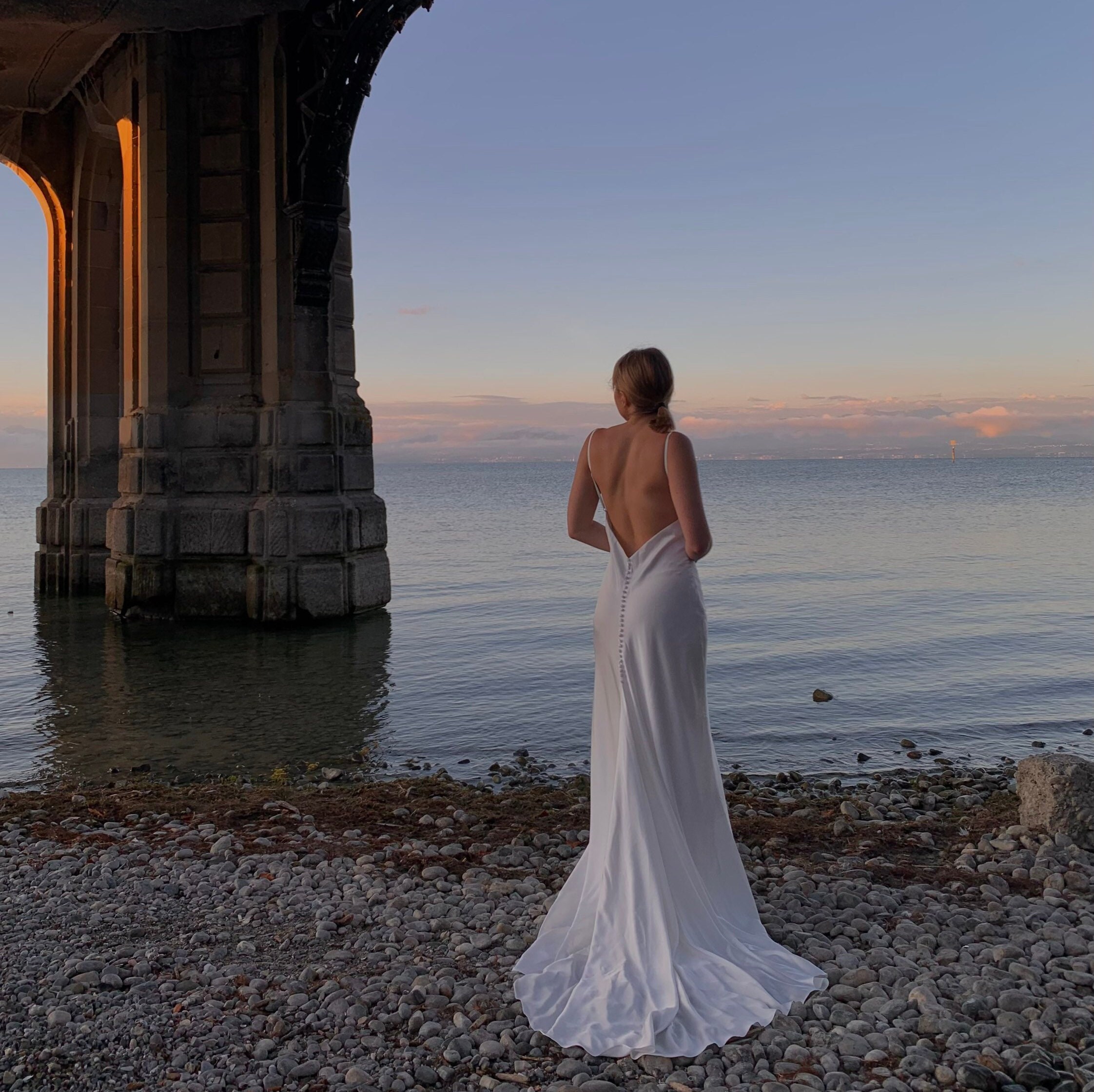 Simple Wedding Slip Dress With Open Back in Ivory. Open Back - Etsy Canada