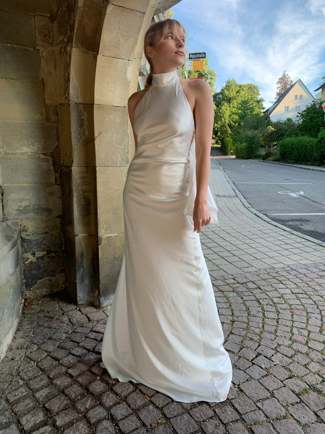 Simple Wedding Dress With Halter Neck Simple Bridal Dress Simple ...