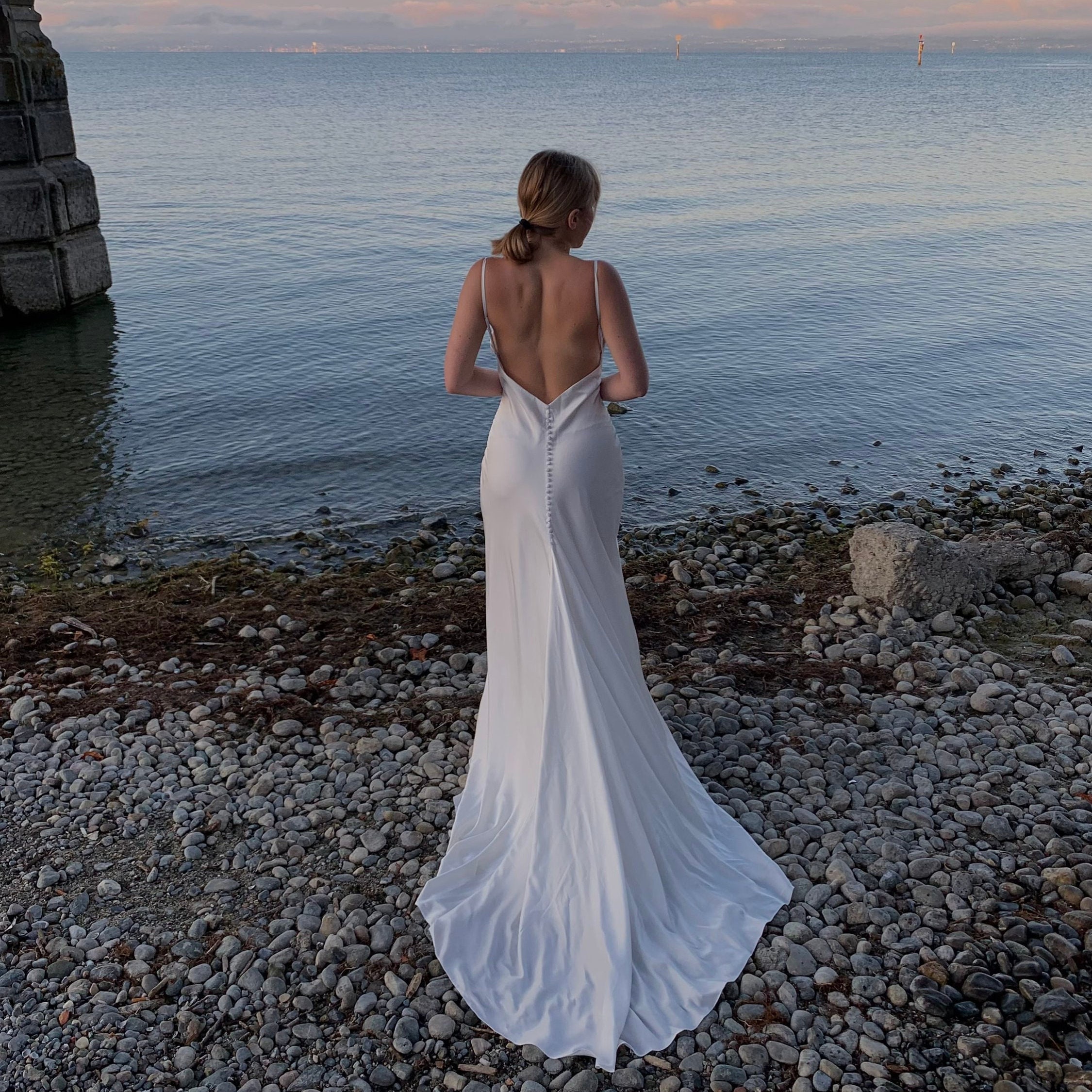 Simple Wedding Slip Dress With Open Back in Ivory. Open Back - Etsy UK