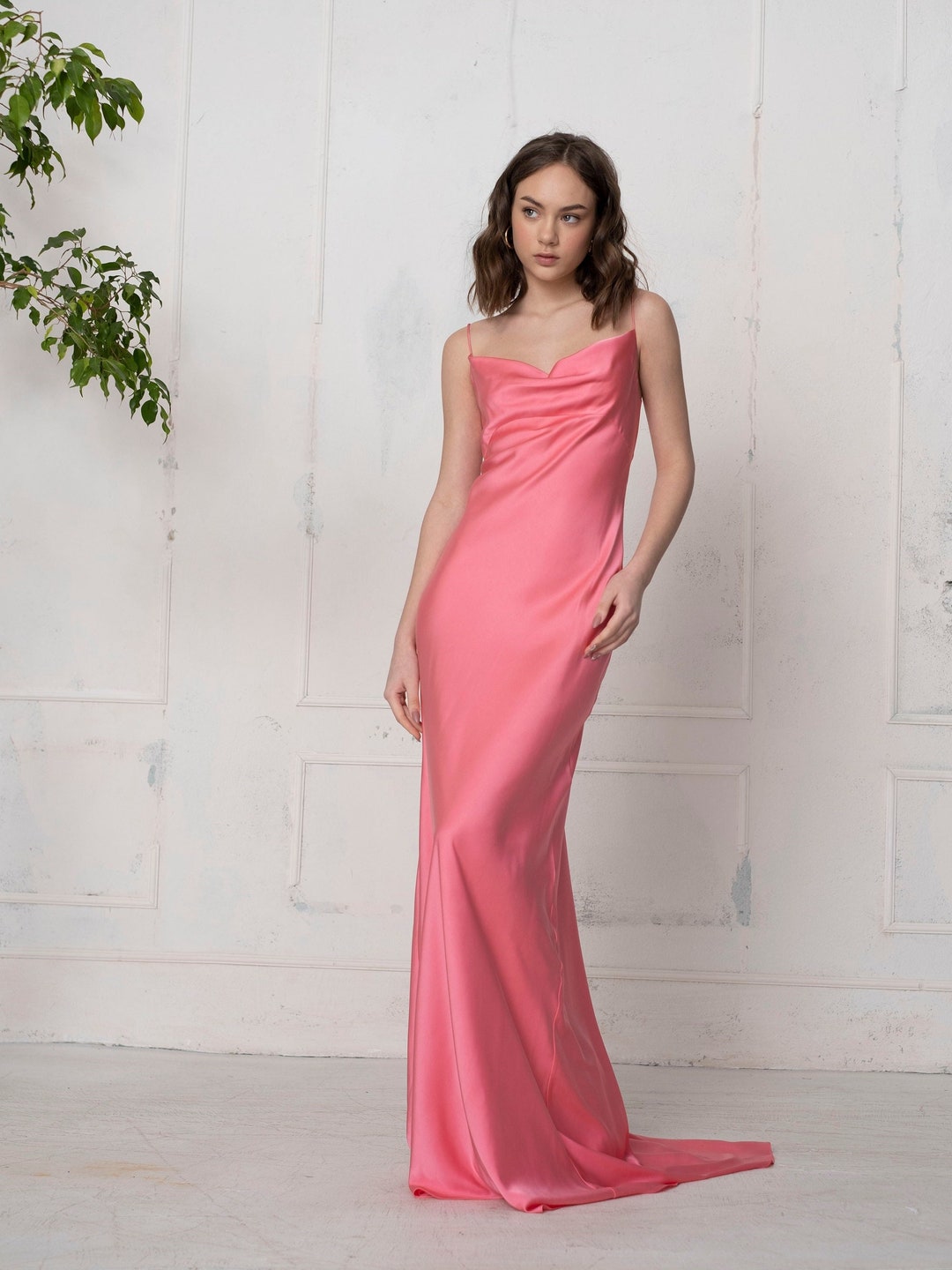 Bridesmaids Chateau Rose Slip Dress. Cocktail Satin Slip Dress. Prom ...