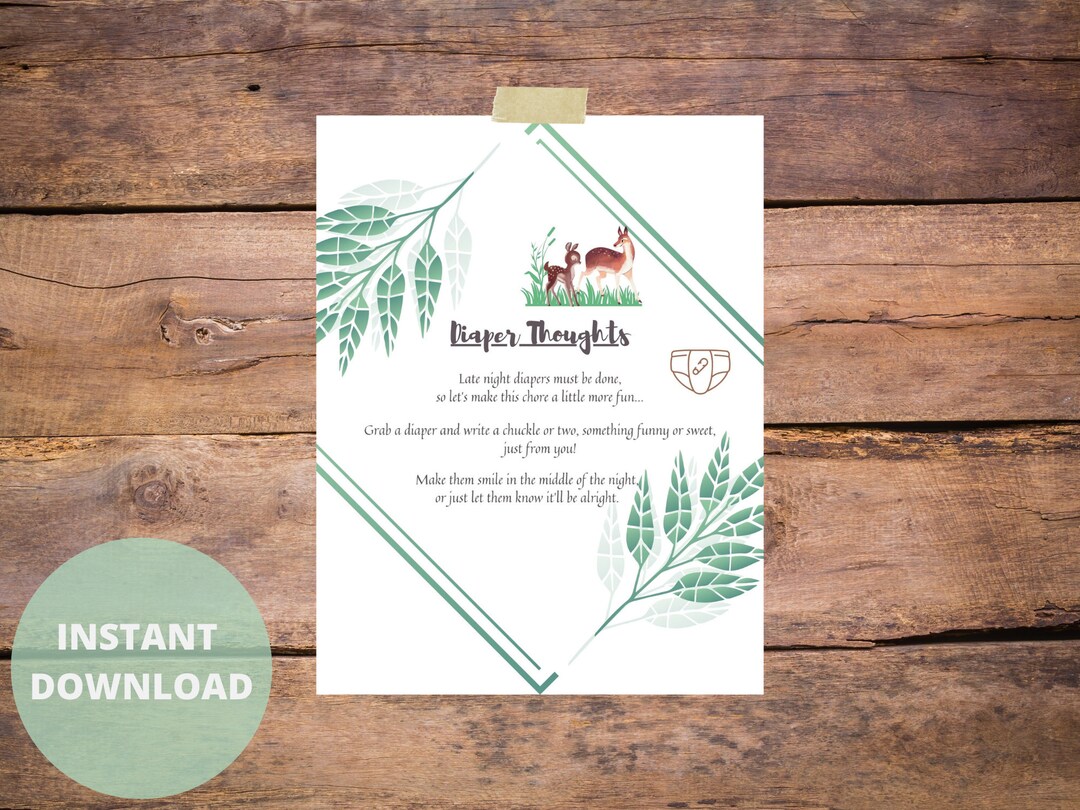 Baby Shower Spiele Late Night Windeln/Windel Gedanken Druckbare ...