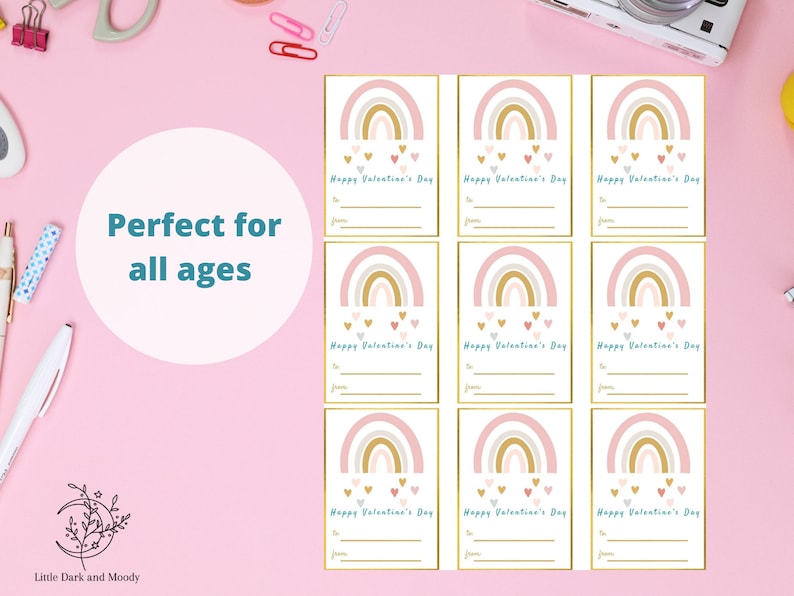 Kids Valentine Cards | Rainbow | Printable Valentine's Day Cards | Boho ...